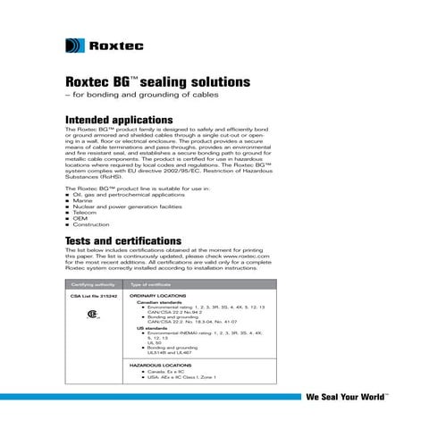 Roxtec RM BG B Sealing Solutions - Roxtec Frames, Modules for Roxtec BG ...