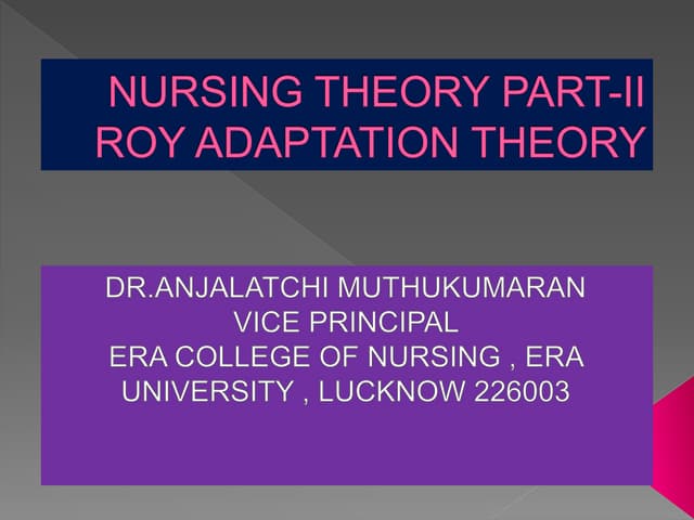 Sister Callista Roy’s Adaptation Theory | PPTX