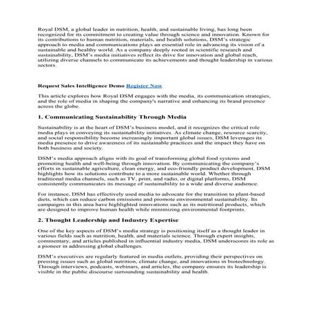 Royal DSM Newsroom: Press Releases & Business Insights" | PDF