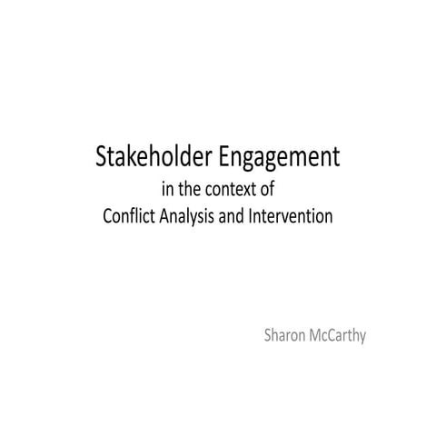 Stakeholder Engagement in the Context of Conflict Analysis and ...