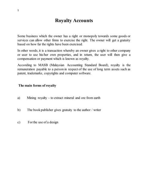 Accounting for royalties | PPT