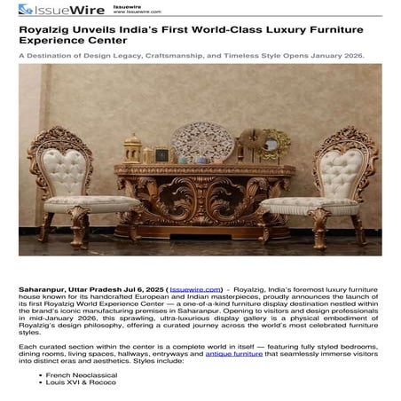 Royalzig Unveils India’s First World-Class Luxury Furniture Experience ...