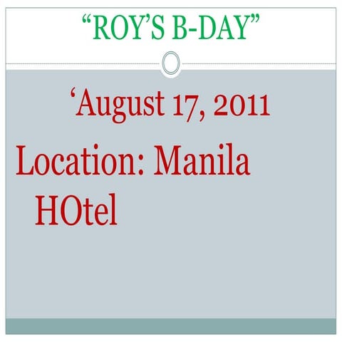 Roy’s b day | PPTX