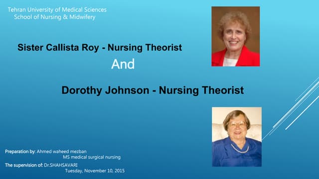 The Behavioral System Model - Dorothy.E.Johnson | PPTX