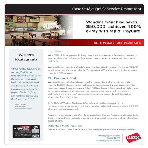 WEX rapid! PayCard case study-wendys franchise | PDF