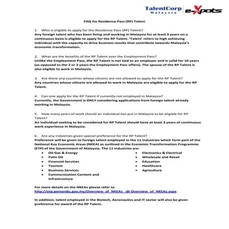 Rp talent faq en | PDF | Business | Business and Finance