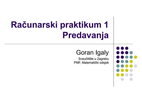 Predavanje 10 - Računarski praktikum 1 - Analiza i dizajn korištenjem UML-a | PPT