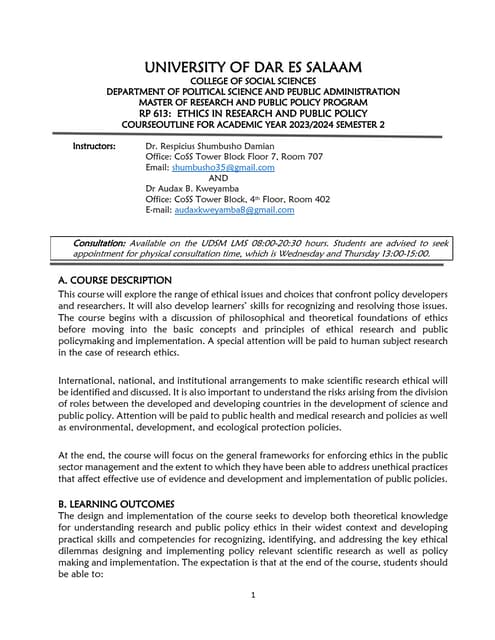 Ethics Syllabus (New Format-For Submision) 1st Sem., 2021-2022 - Julius Basallo.pdf | Education