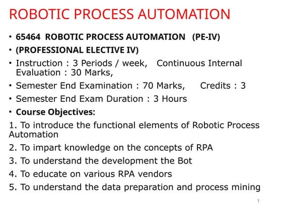 Robotic Process Automation (RPA) | PPTX | Robotics | Technology & Computing
