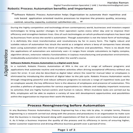 Robotic Process Automation Benefits and Importance | PDF