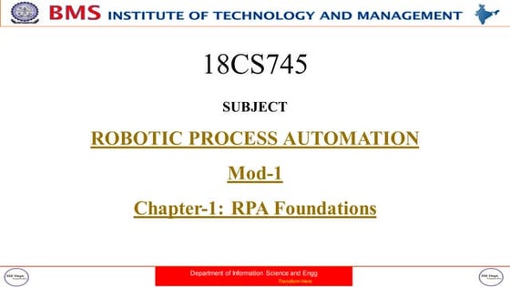 Robotic Process Automation (RPA) | PPTX | Robotics | Technology & Computing