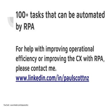 100 Tasks That Can Automated With Rpa Ppt