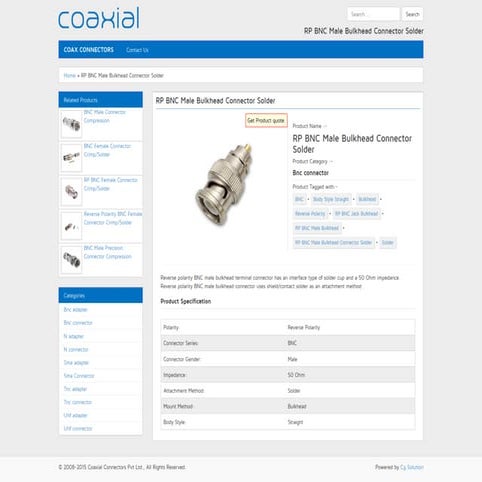 Rp bnc male bulkhead connector solder | PDF | Computer Peripherals ...