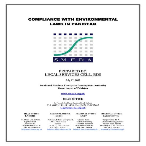 Compliance with Environmental Laws in pakistan | PDF