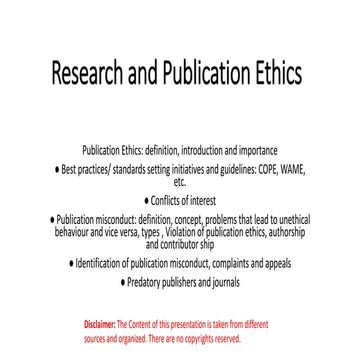 Research and Publication Ethics in Science | PPT