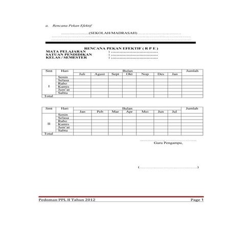 Format RPE PROTA PROMES RPP | DOC