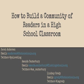 How to Build a Community of Readers in a High School Classroom | PPT