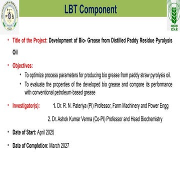 AICRP on EAAI project proposal for bioenergy | PPTX
