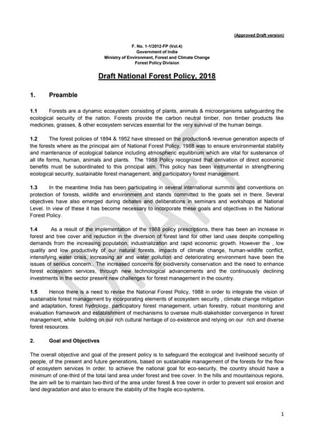 NATIONAL FOREST POLICY | PPT