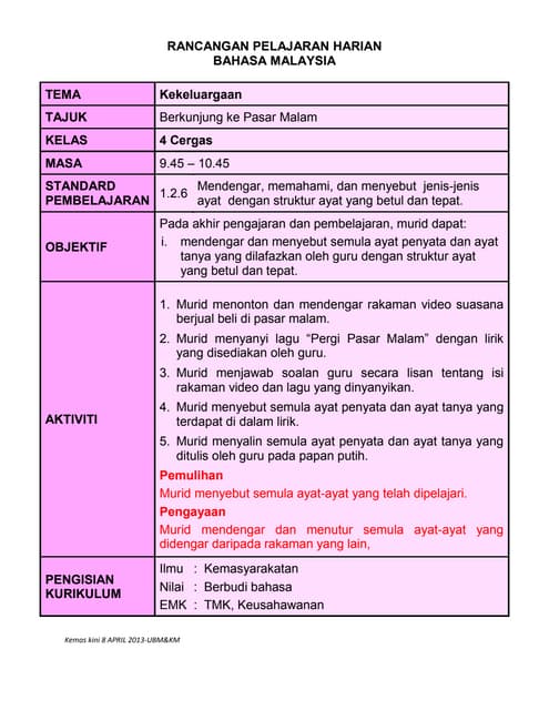 Rph 3 menulis BM TAHUN 4 KSSR | DOC