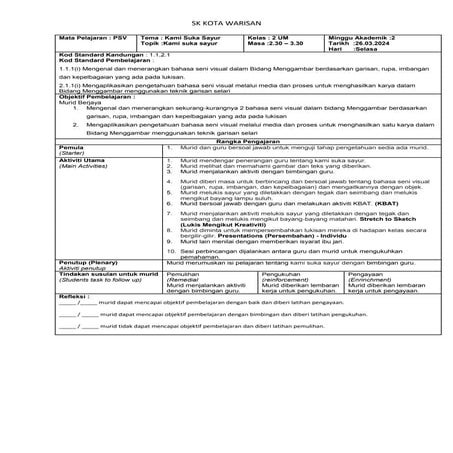 Rancangan pengajaran harian sekolah rendah | DOCX