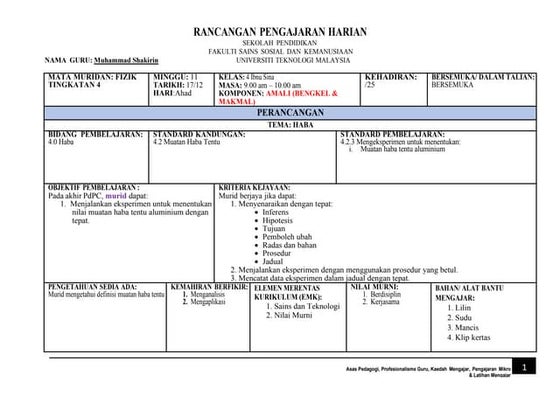 RPH MINGGU TRANSISI | PDF