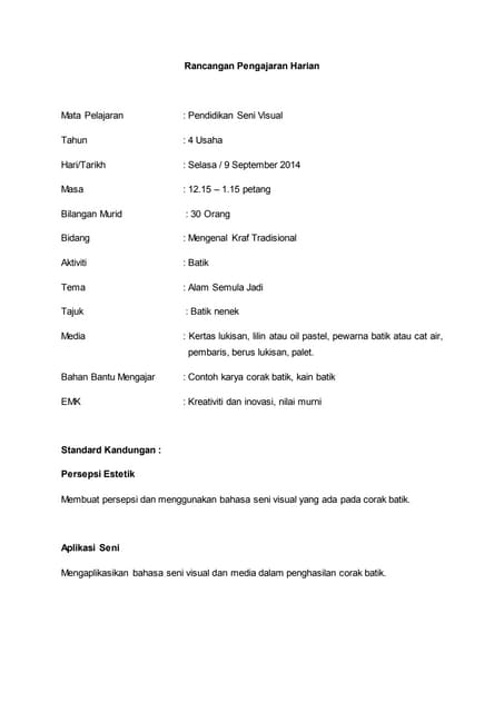 Cth rph psv tahun 4 batik | DOC