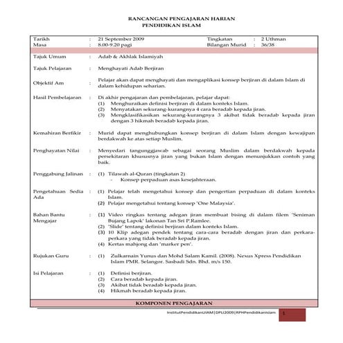 RPH: Menghayati Adab Berjiran | DOC