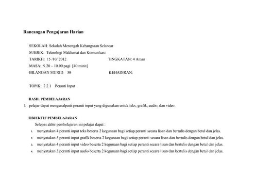 Daily lesson plan ict form 5 | DOCX
