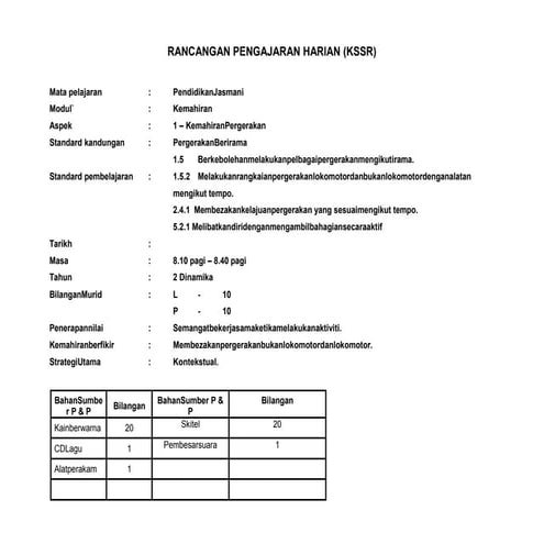 Rph kssr pergerakan berirama | DOCX