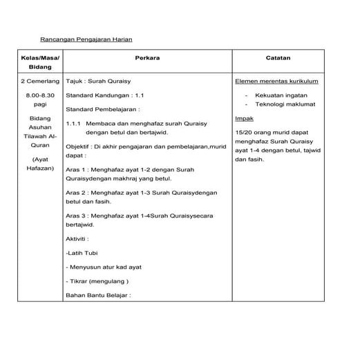 Rph kssr tahun 2 | DOCX