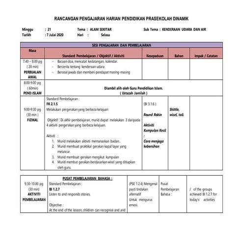 Rph prasekolah | DOC