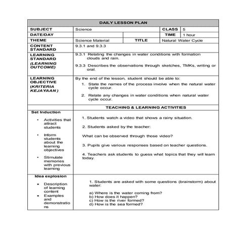 GRADE 4 SCIENCE LESSON PLAN | DOCX