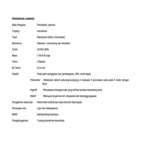 Rph pendidikan jasmani (1) | DOC