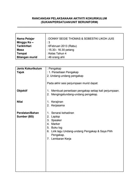 Contoh aktiviti pengkap | PDF
