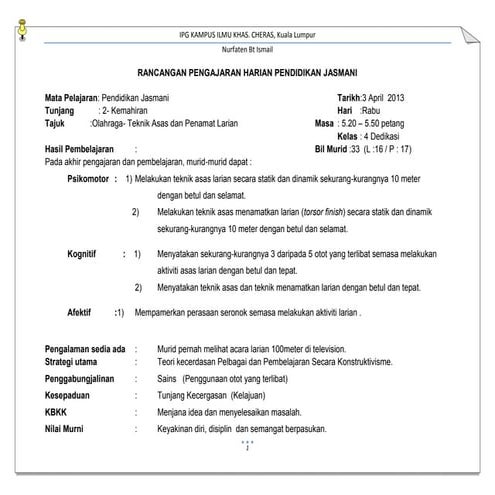 Rph pj t4 olahraga.teknik asas larian 4 d | DOCX