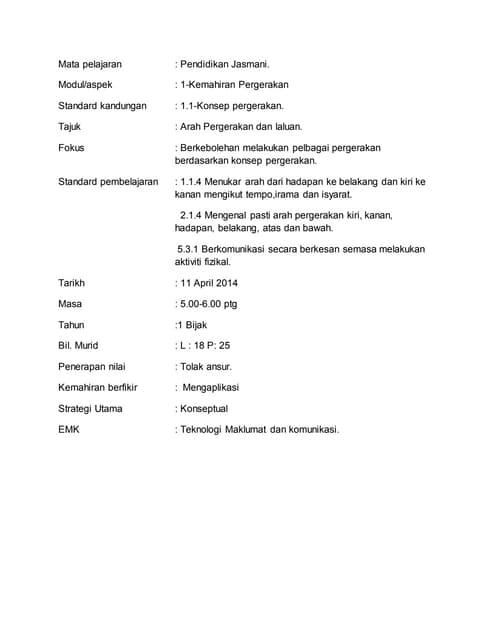 Contoh RPH Kokurikulum Olahraga Lari Pecut | PDF
