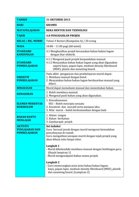 Contoh rph rbt penghasilan projek | DOC