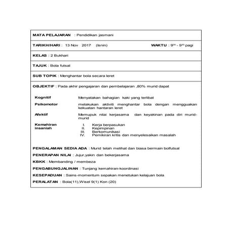 Rph subjek sukan | DOCX