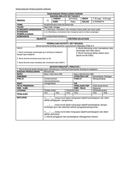 RPH MINGGU TRANSISI | PDF