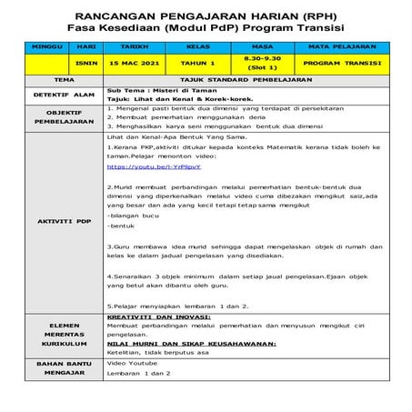 Rph transisi 15 16 march | DOCX
