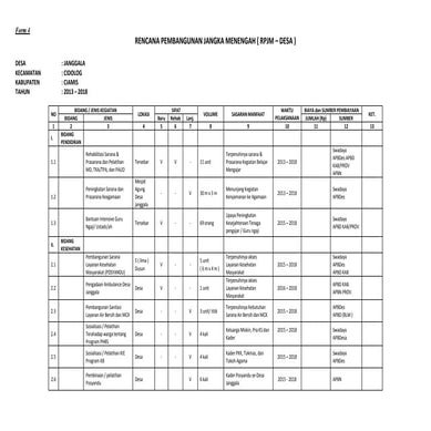 Matrik program dan kegiatan RPJMD Desa Dermaji | DOCX
