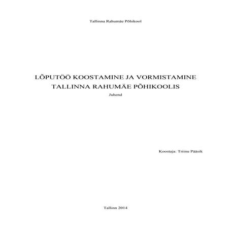 RPK lõputööde vormistamise juhend | PDF