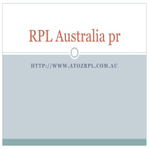 RPL Australia pr | PPTX