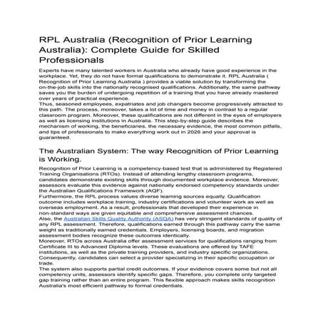 RPL Australia – Recognition of Prior Learning Australia | Complete ...