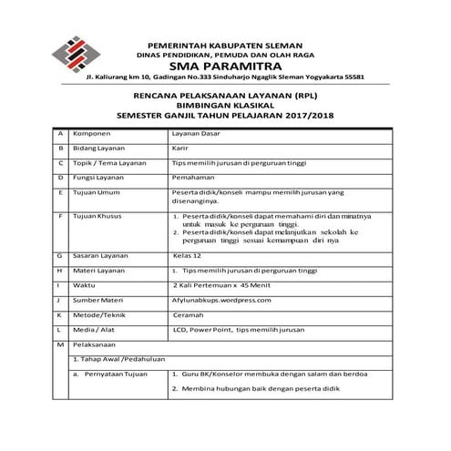 Rpl Bidang Karir | DOCX