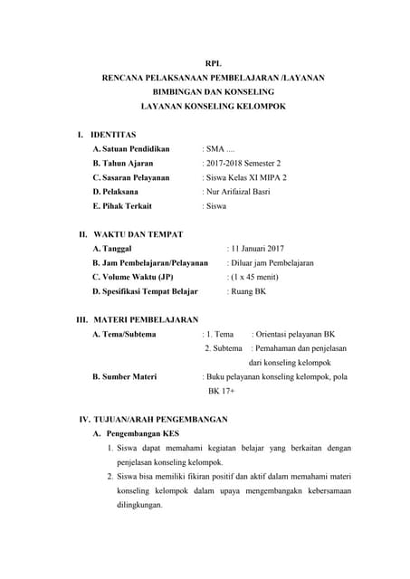 RPL BIMBINGAN KELOMPOK (POP) | DOCX