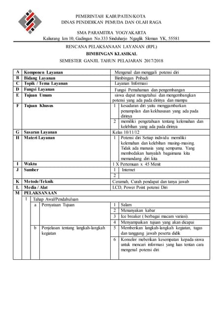 Rpl Bimbingan dan Konseling tentang Penyesuaian Diri | PDF