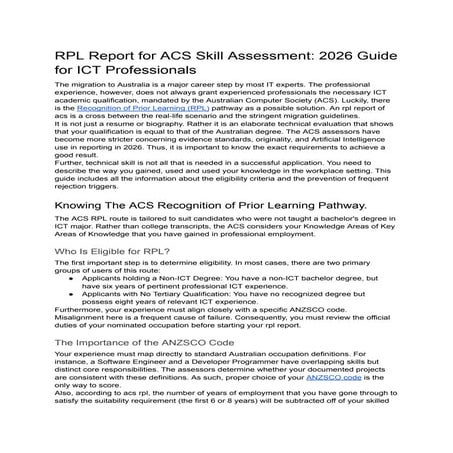 RPL Report for ACS Skill Assessment – Complete Guidance for ICT ...