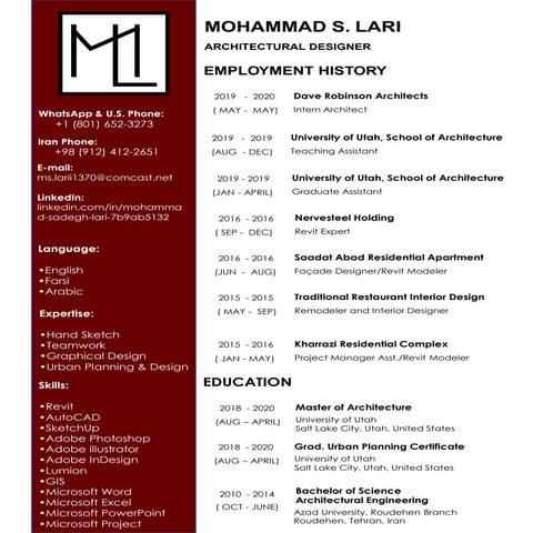 RESUME & ARCHITECTURAL PORTFOLIO | PDF